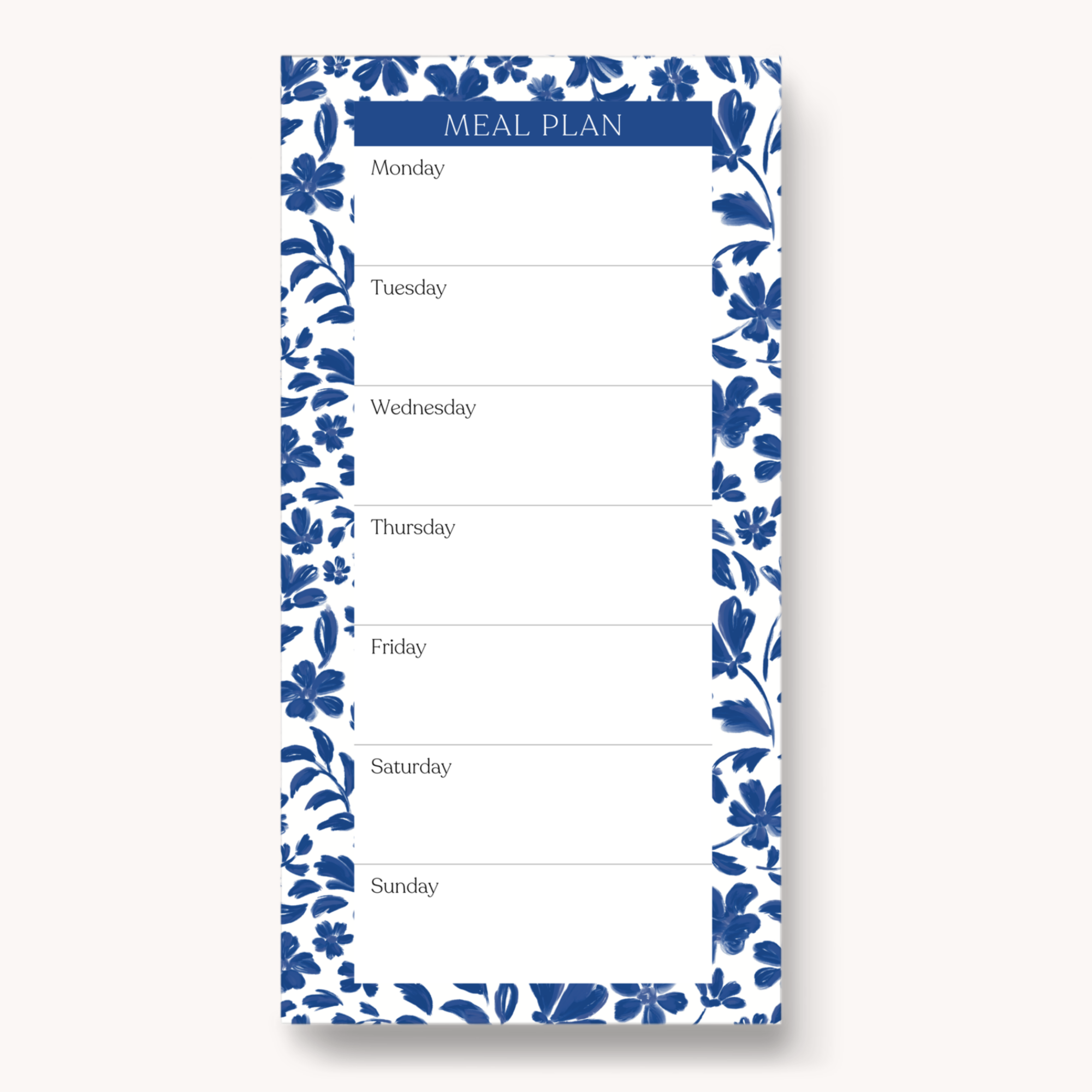 Porcelain Floral Magnetic Meal Plan Notepad for Weekly Menu Planning ...