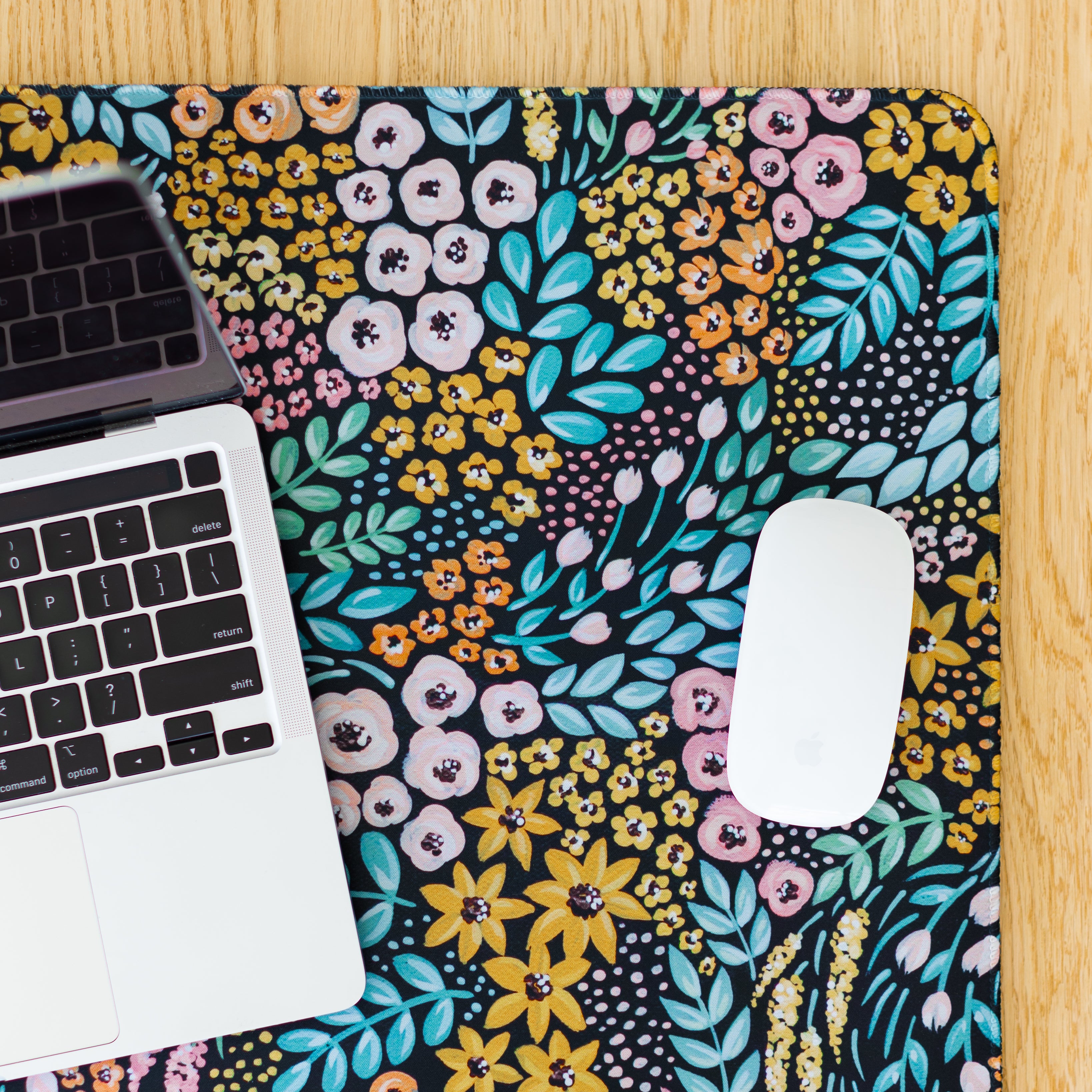 Black Floral Desk Mat – Non-Slip, and Low-Friction for Office – Elyse ...