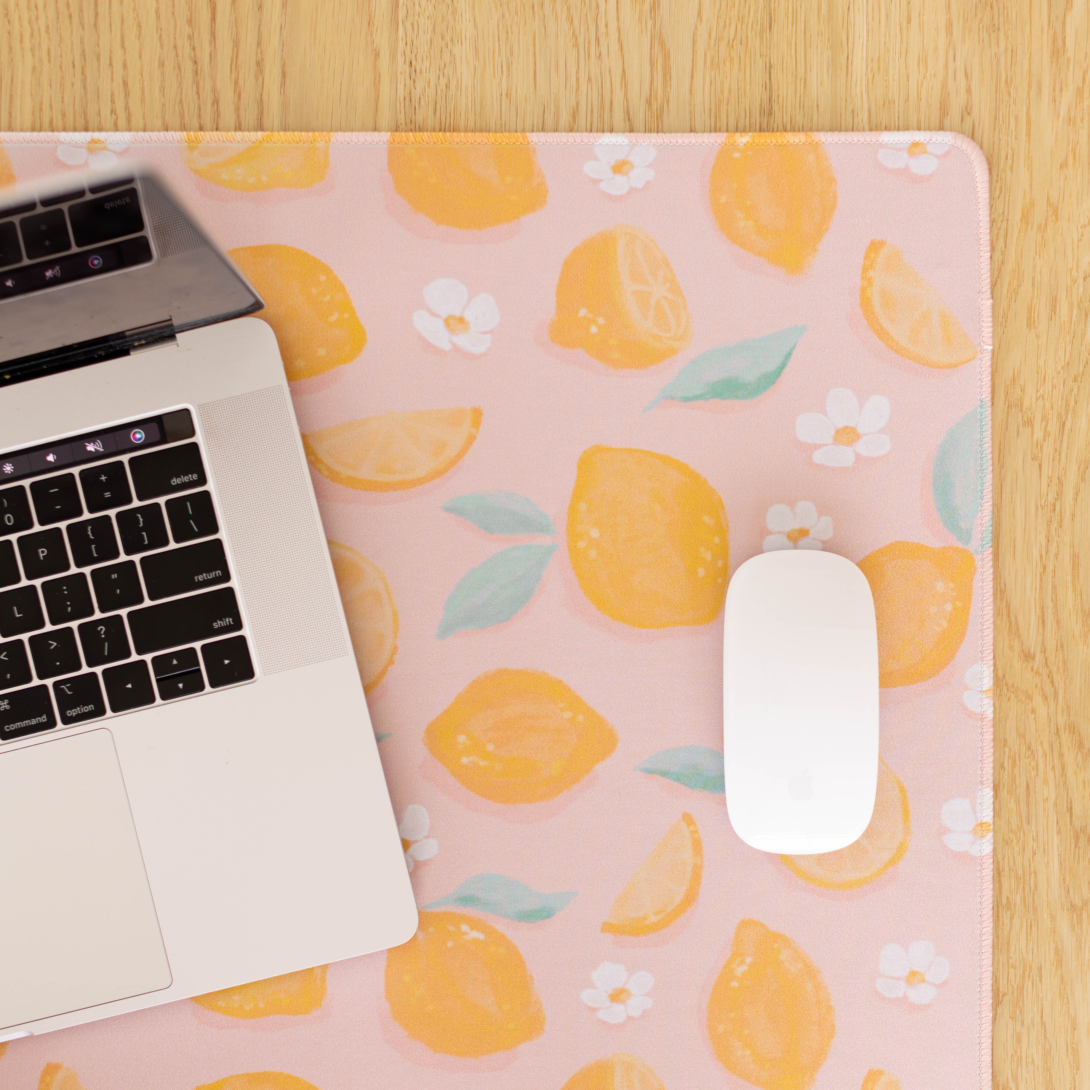 Painted Lemons Desk Mat – Pink Lemon Print for a Cute Office Upgrade ...