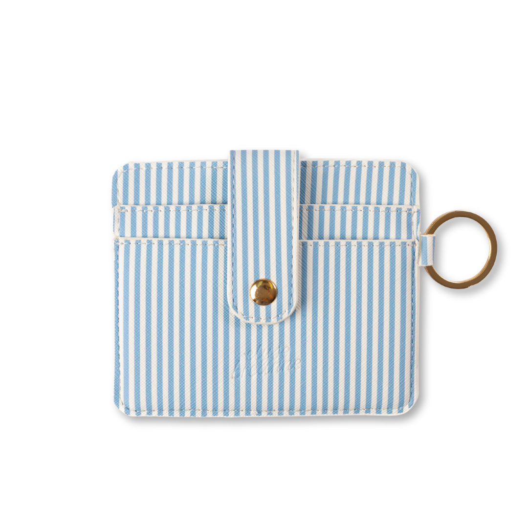 Blue Stripes Mushroom Leather Wallet – RFID, Slim, No-Fold ID Card ...