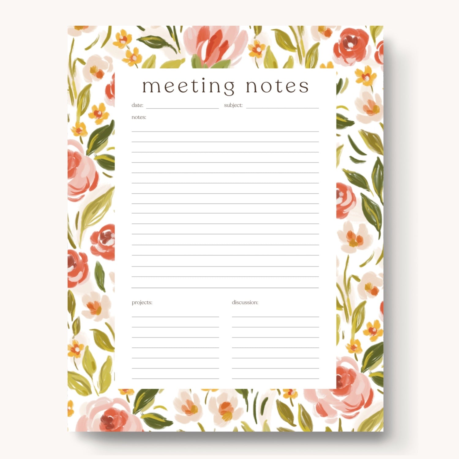 Meeting Notes Notepad, 11x8.5" – Elyse Breanne Design