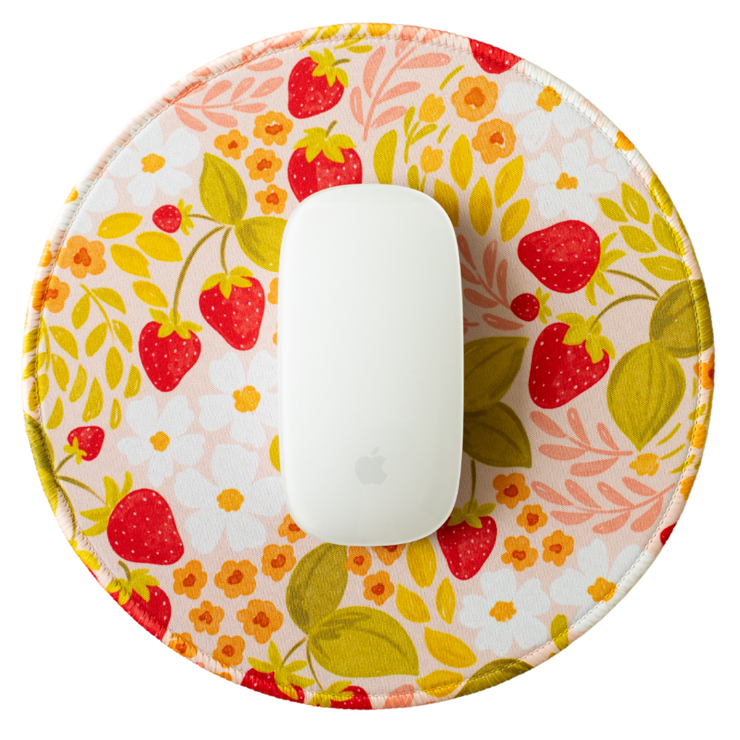 Strawberry Patch Mousepad For Computers with Secure Non-Slip Backing 8. ...